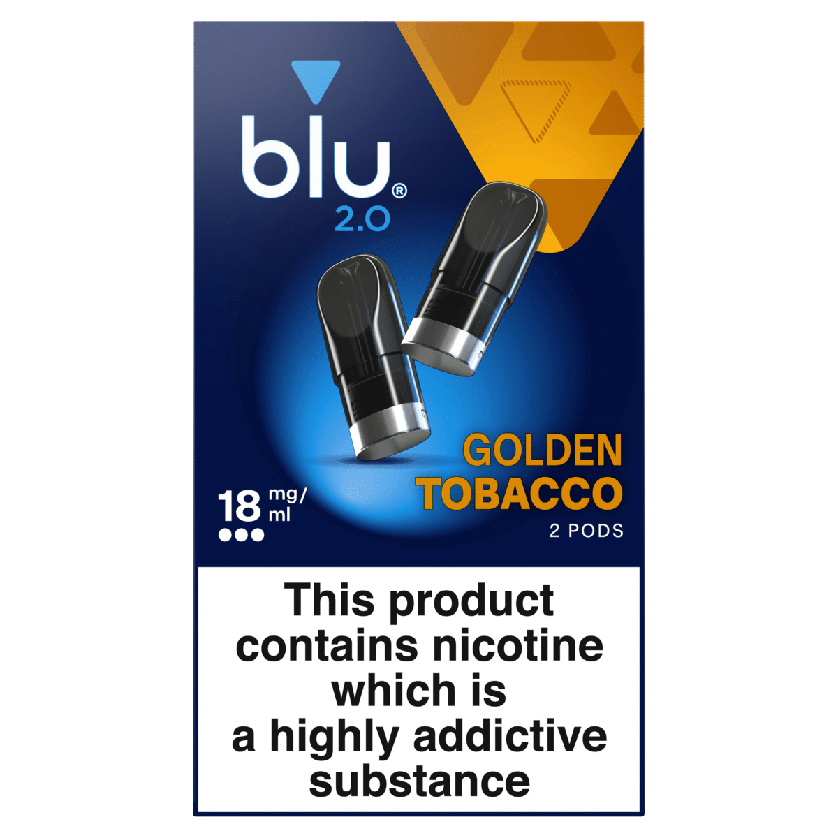 blu 2.0 Golden Tobacco Vape Pods 18mg/ml 2 x 1.9ml - One Stop