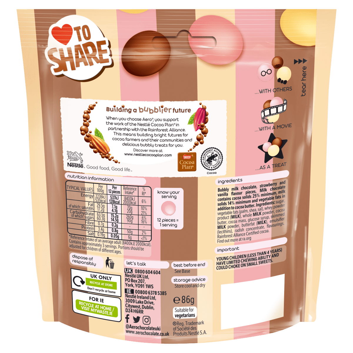 Aero Melts Neapolitan Ice Cream 86g - One Stop