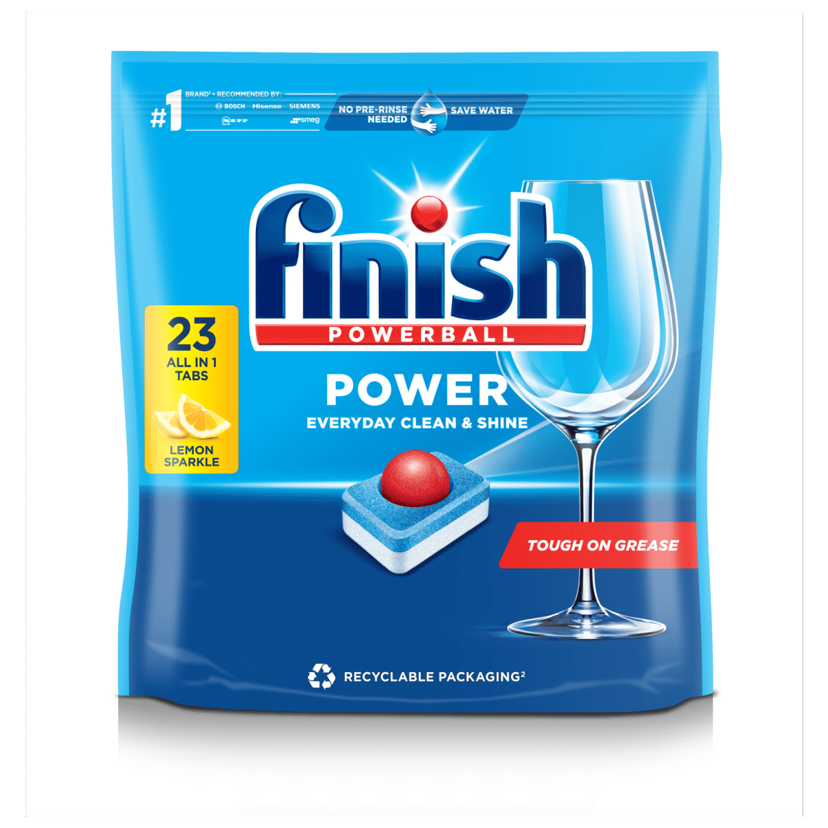 Finish Power All in One Dishwasher Tablets Lemon - 23 Tabs - One Stop