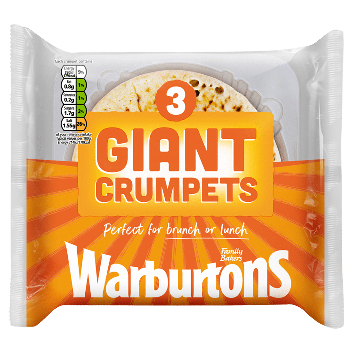 Warburtons 3 Giant Crumpets - One Stop