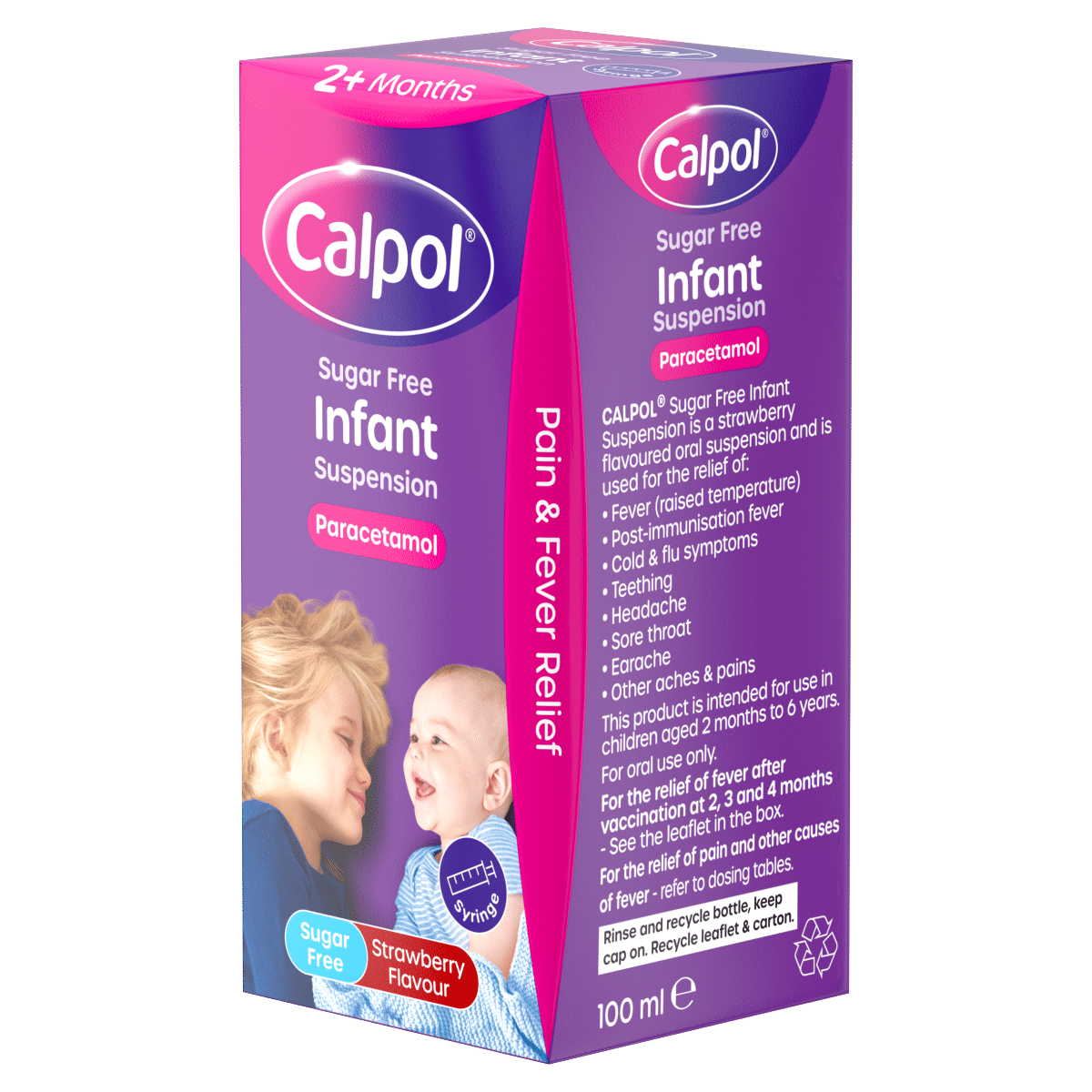 Calpol Infant Sugar-Free Oral Suspension Paracetamol 2+ Months 100ml ...