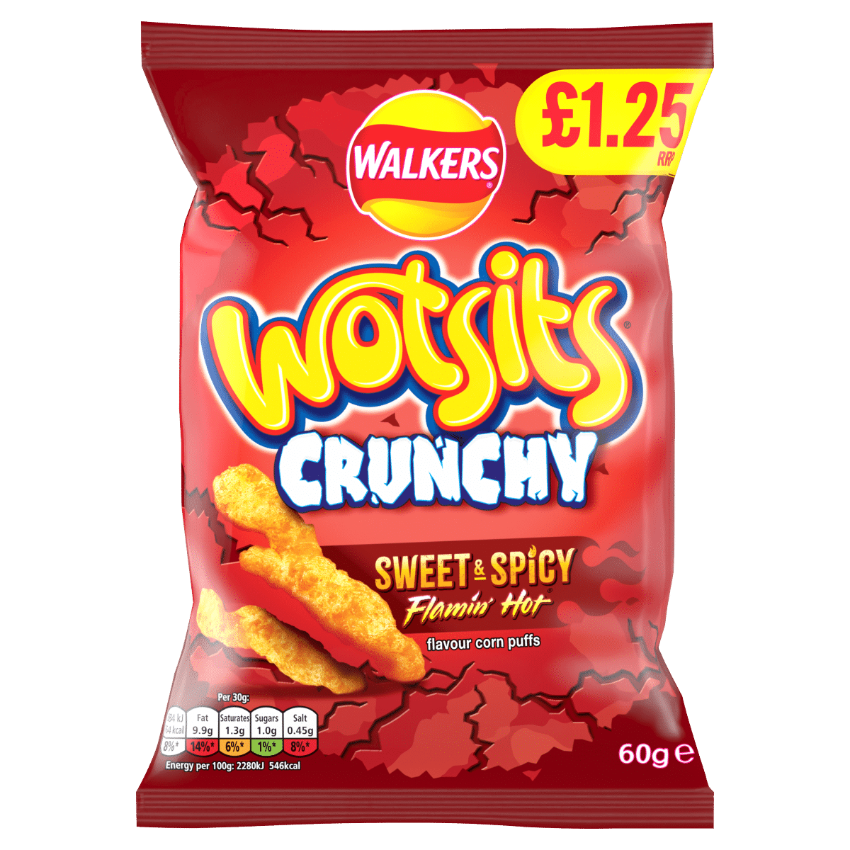 Walkers Wotsits Crunchy Sweet & Spicy Snacks Crisps £1.25 RRP PMP 60g ...