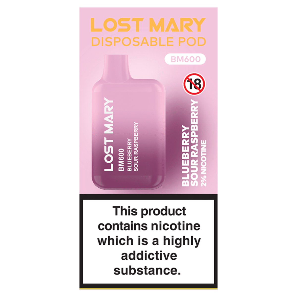Lost Mary Disposable Pod BM600 Blueberry Sour Raspberry - One Stop