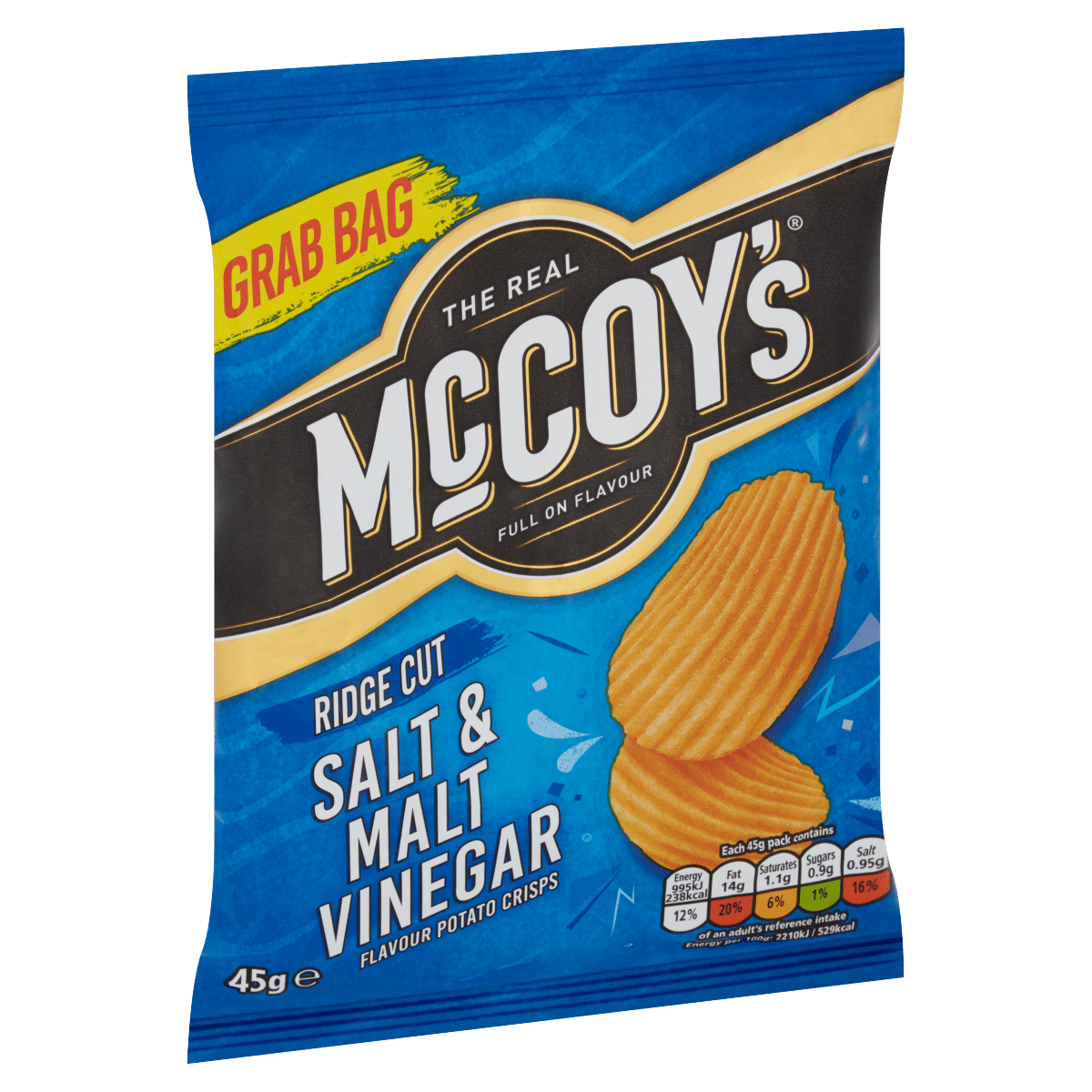 McCoy's Ridge Cut Salt & Malt Vinegar Flavour Potato Crisps 45g - One Stop