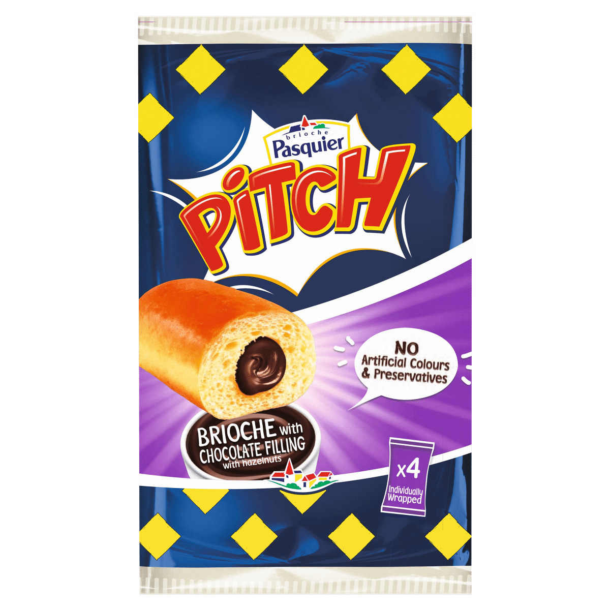 Brioche Pasquier Pitch Chocolate Flavour Filled Brioche 4 x 38.75g (155g) - One Stop