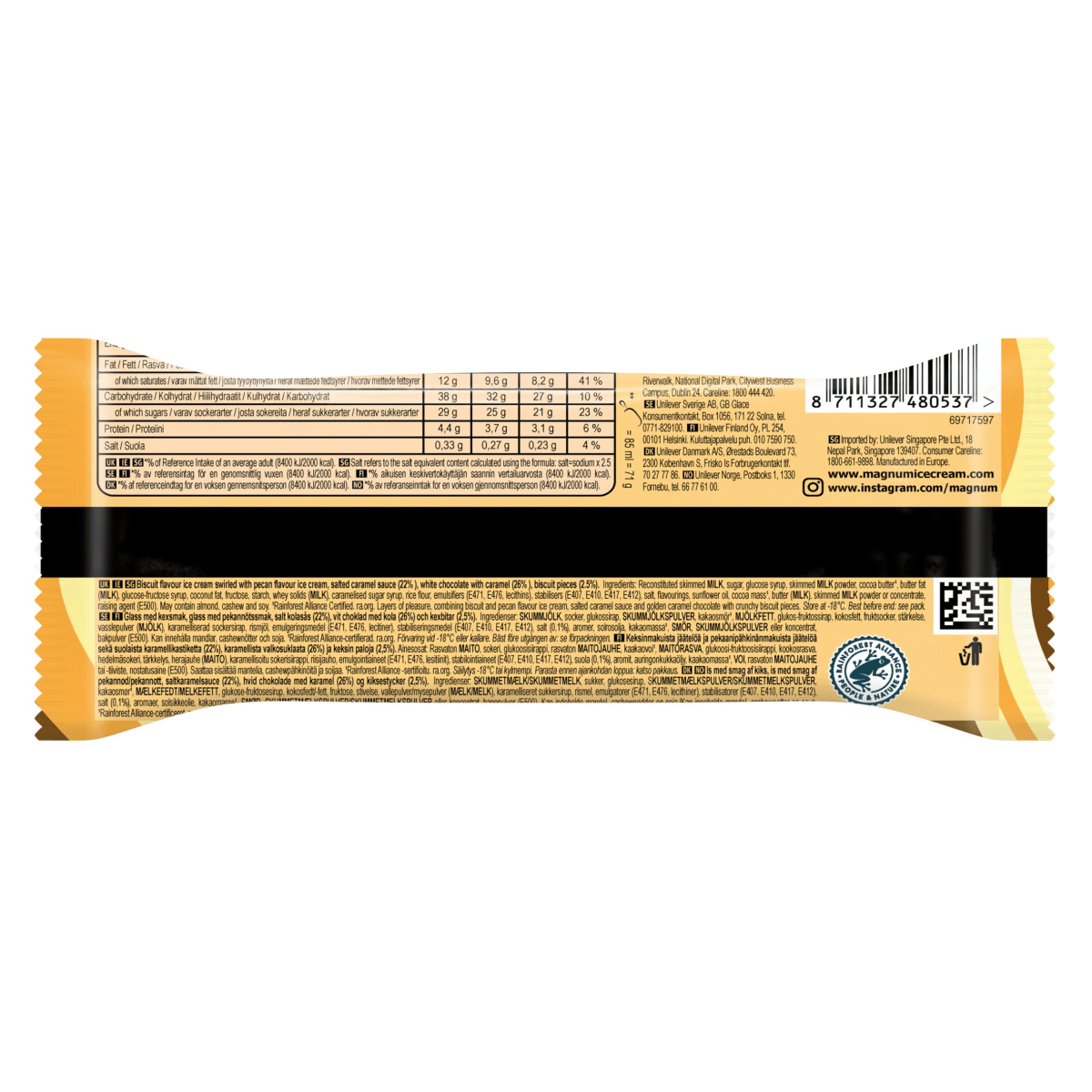 Magnum Ice Cream Stick Double Gold Caramel Billionaire 85 ML - One Stop