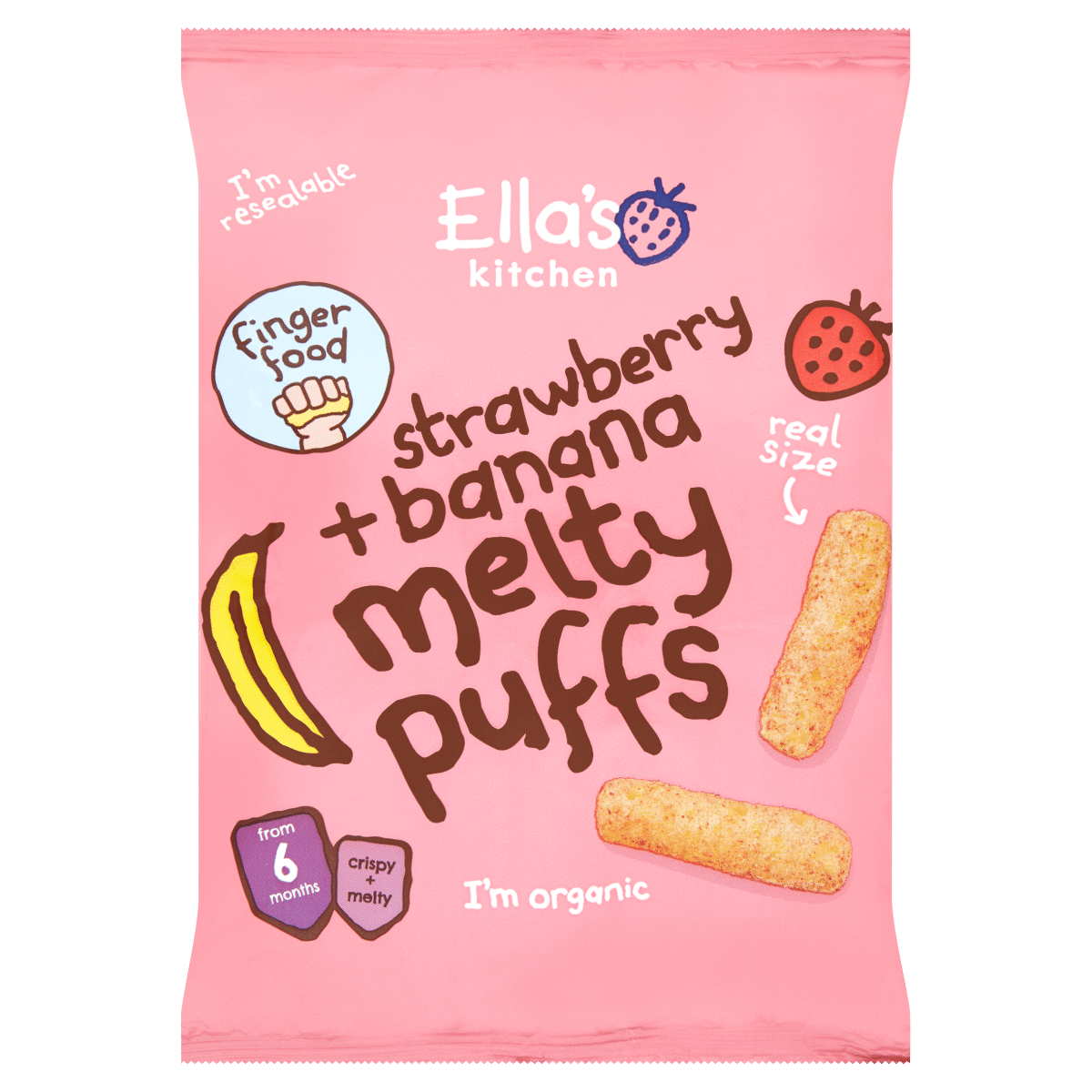 Ella's Kitchen Organic Strawberry and Banana Melty Puffs Baby Snack 6 ...