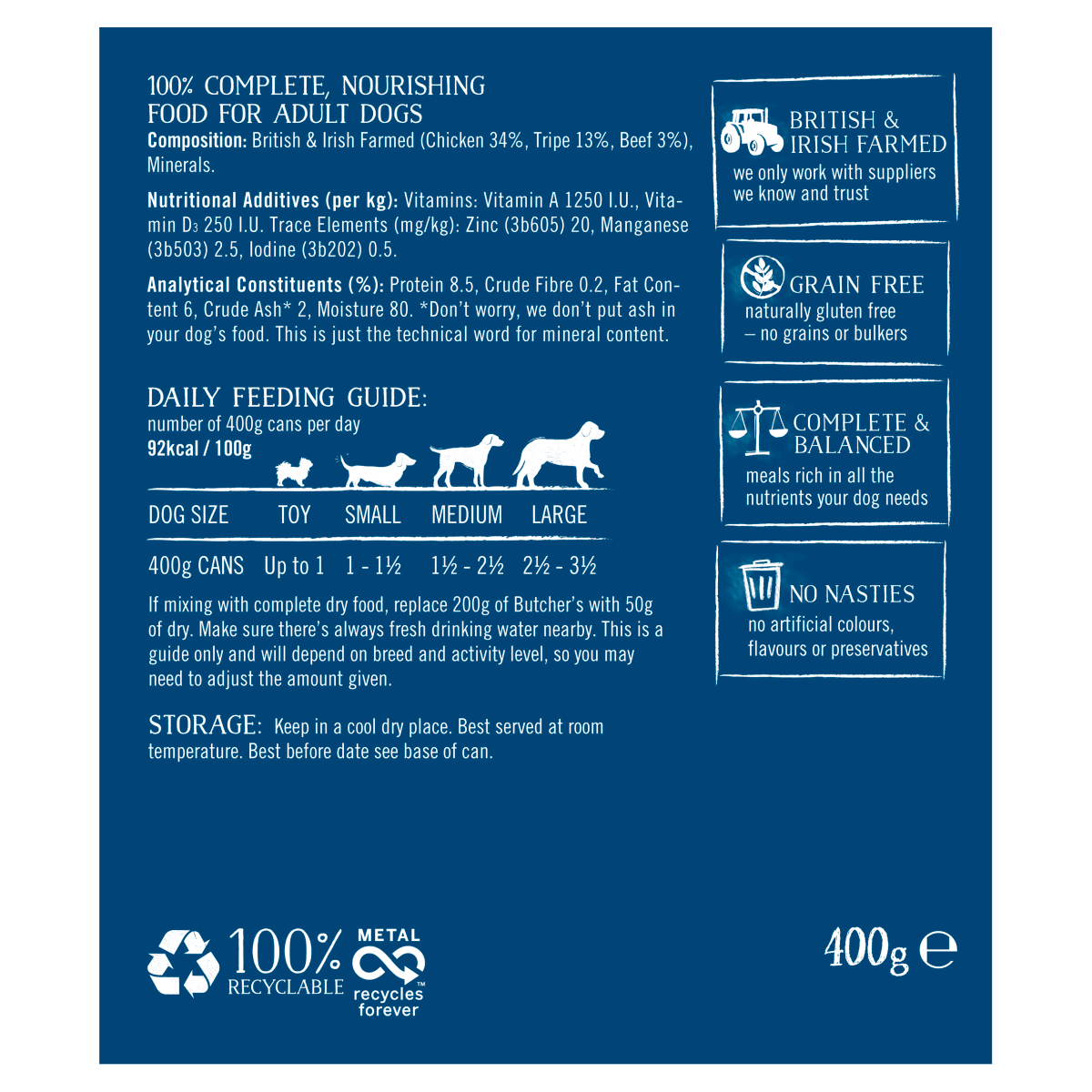 Butcher's Tripe Wet Dog Food Tin 400g - One Stop