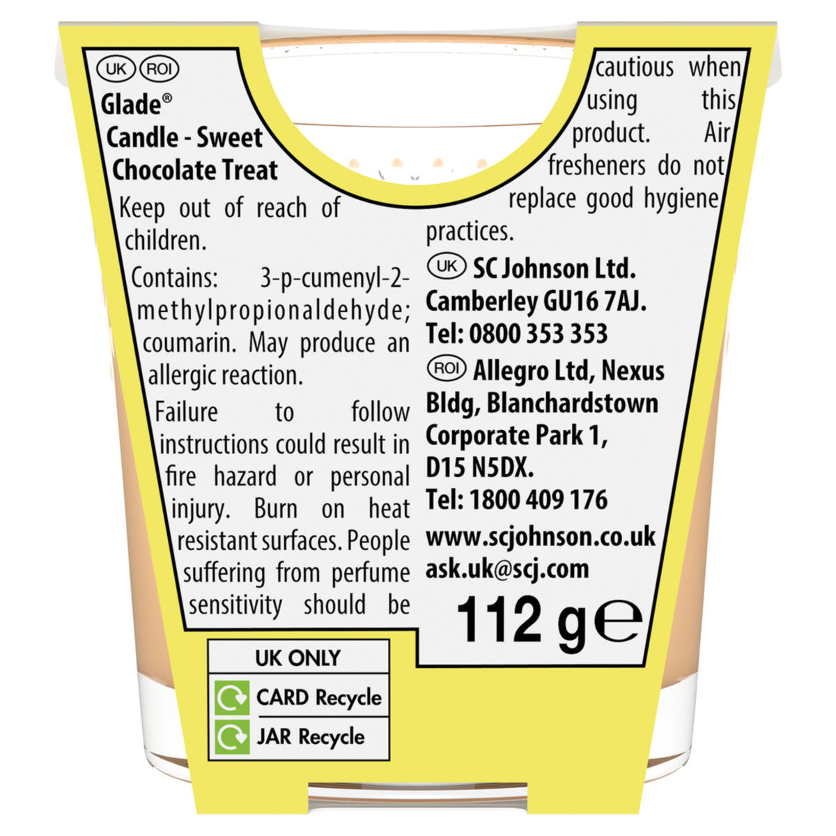 Glade Scented Candle Sleeved Sweet Chocolate Treat 112g | One Stop