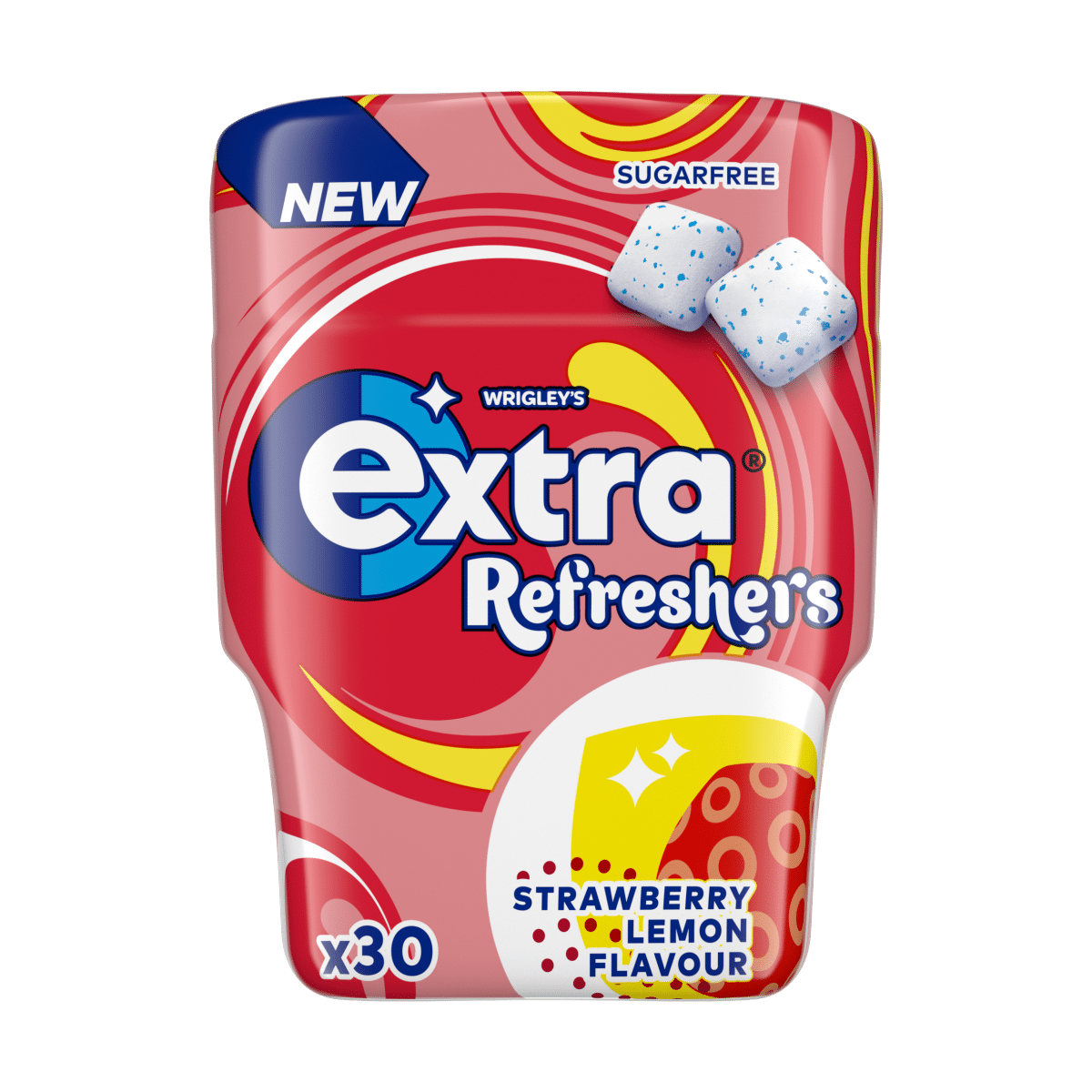 Extra Refreshers Strawberry Lemon Sugarfree Chewing Gum Bottle 30 ...