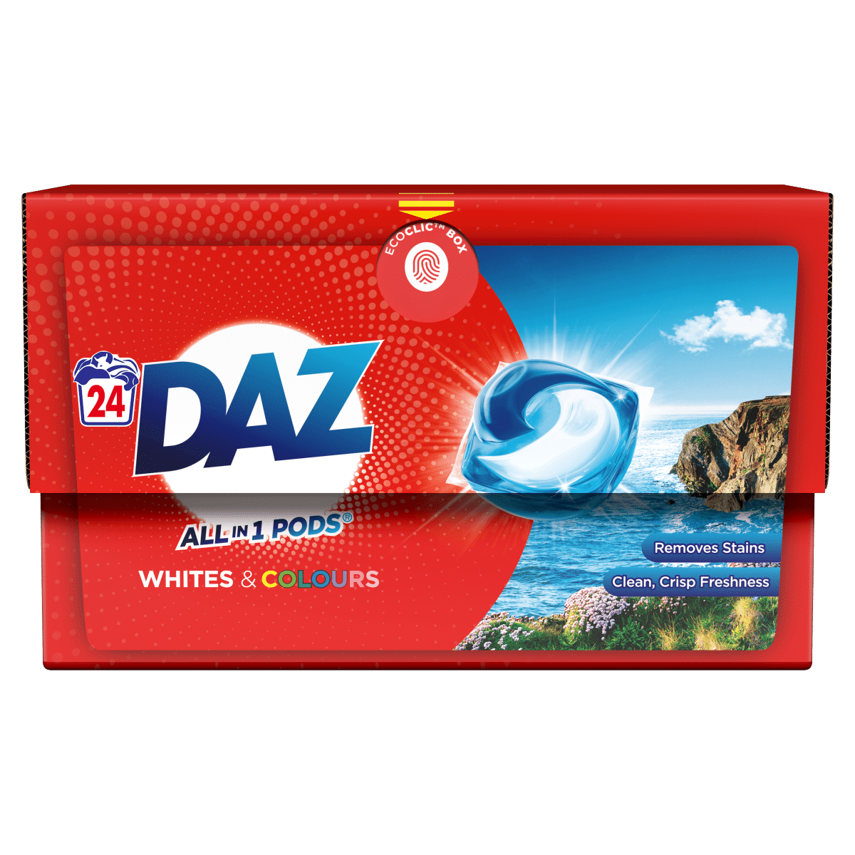 DAZ ALL in 1 PODS® Washing Capsules, Whites & Colours, 24 Washes - One Stop