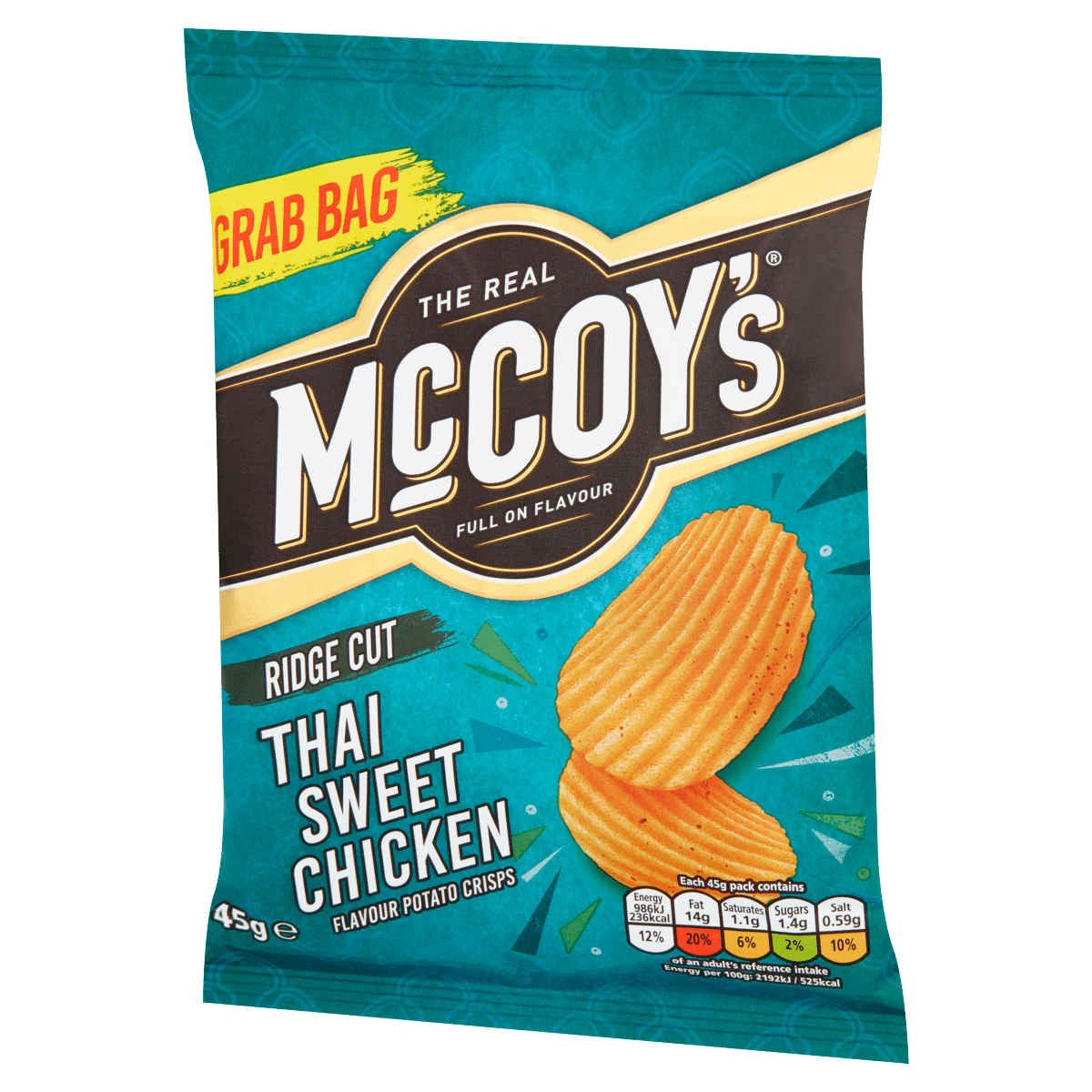 McCoy's Ridge Cut Thai Sweet Chicken Flavour Potato Crisps 45g - One Stop