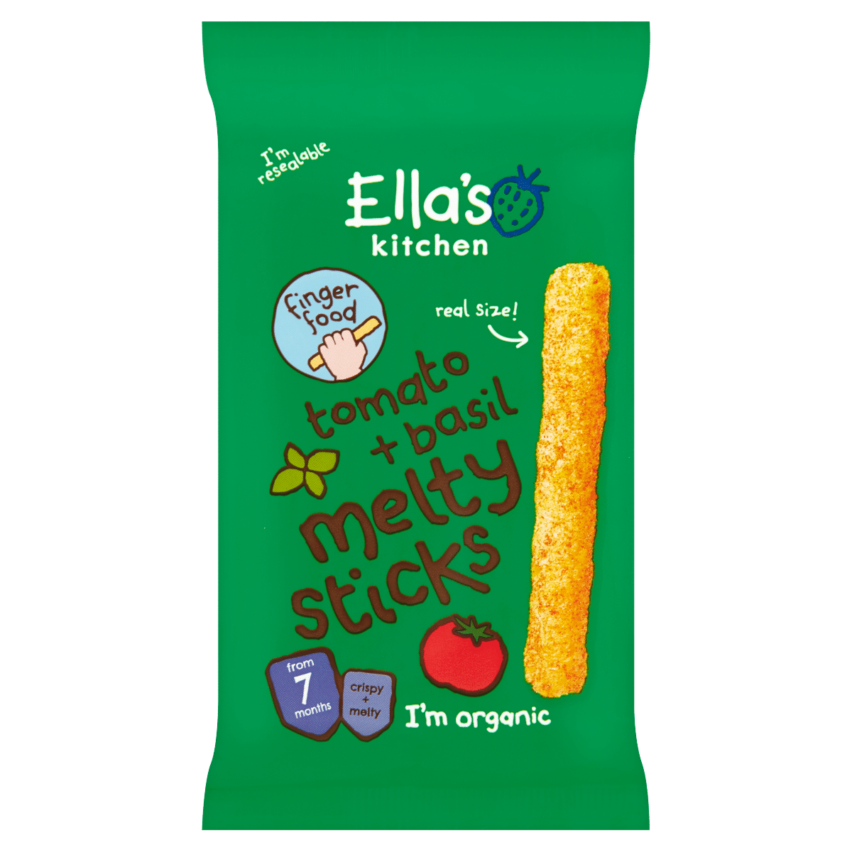 Ella's Kitchen Organic Tomato and Basil Melty Sticks Baby Snack 7 ...