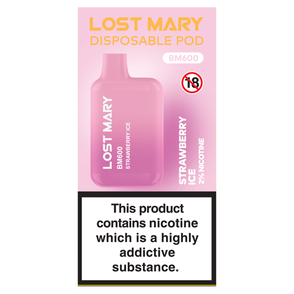 Lost Mary Disposable Pod BM600 Strawberry Ice - One Stop