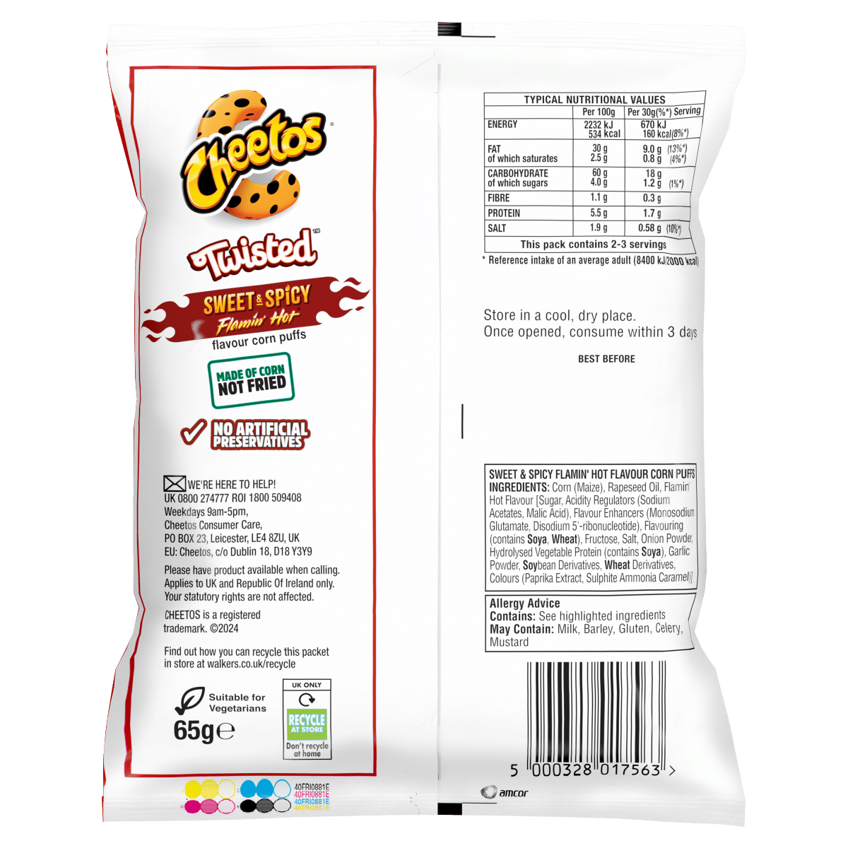 Cheetos Twisted Sweet & Spicy Snacks Crisps £1.25 RRP PMP 65g - One Stop