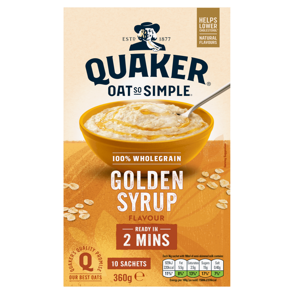 Quaker Oat So Simple Golden Syrup Porridge Sachets 10x36g - One Stop