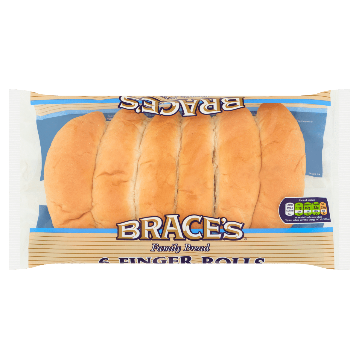 Brace's Family Bread 6 Finger Rolls - One Stop