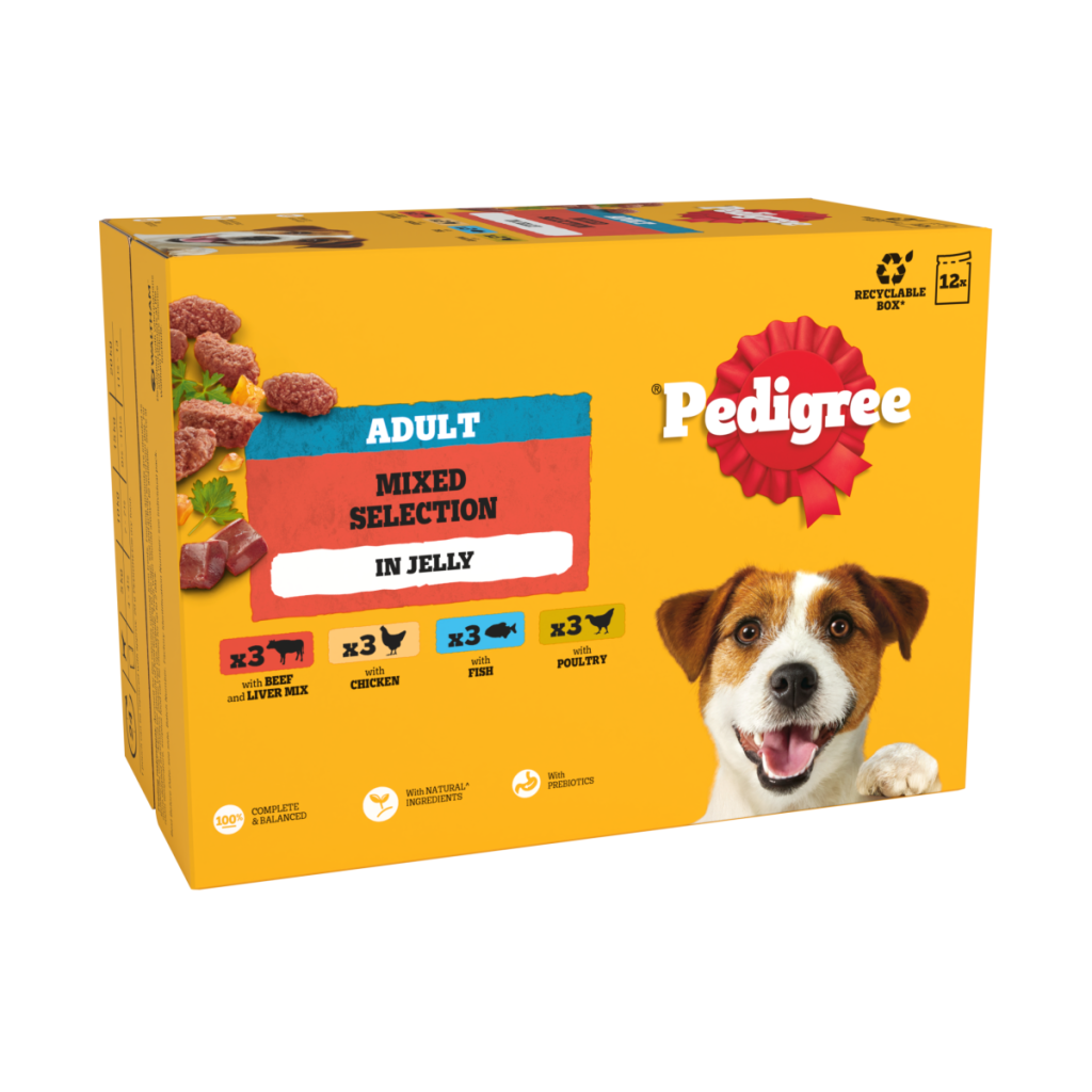 PEDIGREE® Adult Wet Dog Food Mixed Selection in Jelly 12 x 100g Pouch ...