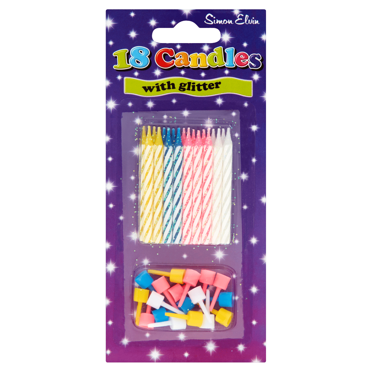 Simon Elvin 18 Assorted Candles with Glitter - One Stop