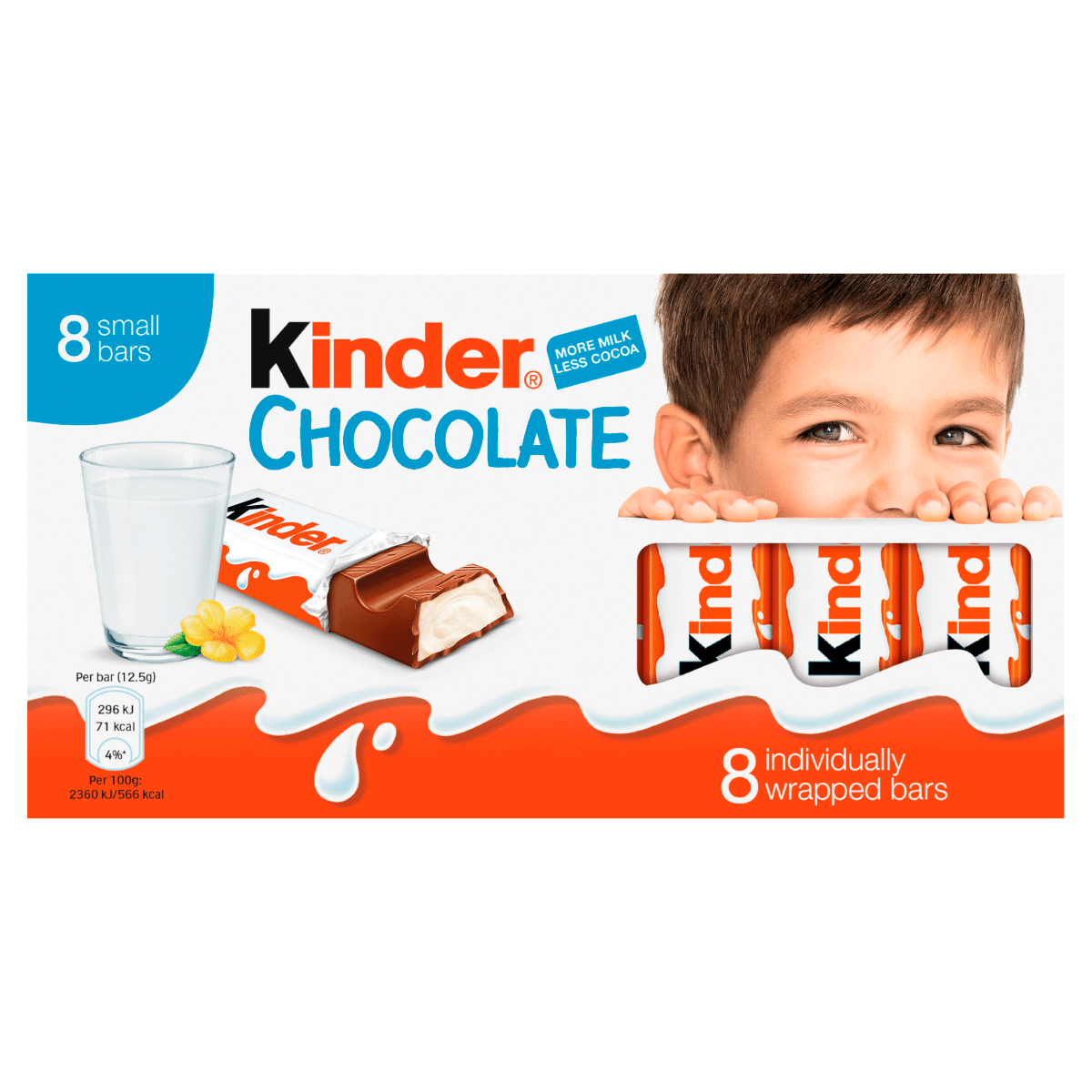 Kinder Small Chocolate Bars Multipack 8 x 12.5g (100g) - One Stop